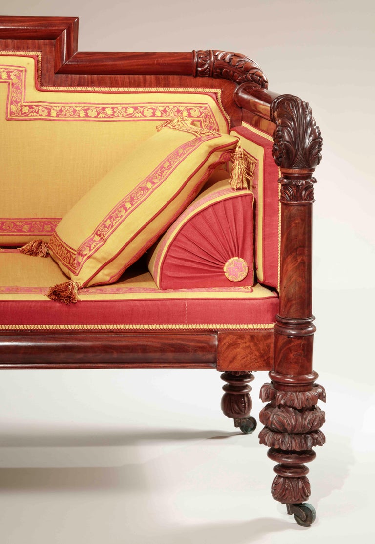 Classical Carved Mahogany Box Sofa For Sale at 1stDibs