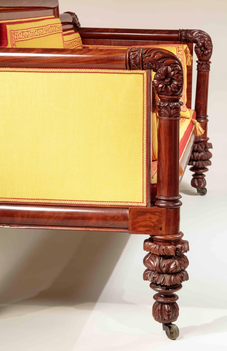 Classical Carved Mahogany Box Sofa For Sale at 1stDibs