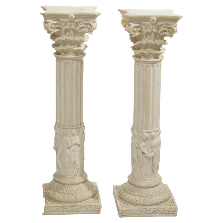 Classical Composition Figural Greek Corinthian Column Pedestals, 20th C ...
