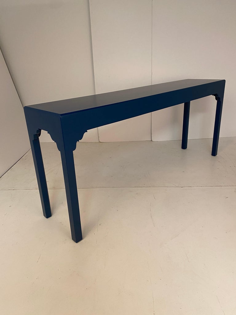 Classical Console Table in Blue Lacquer at 1stDibs