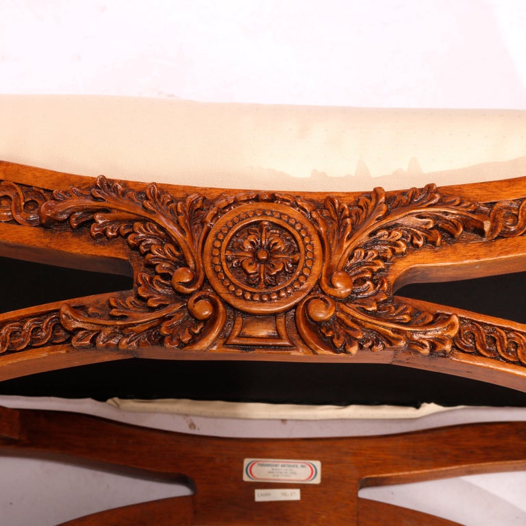 Classical Empire Figural Carved Mahogany and Upholstered Throne Bench ...