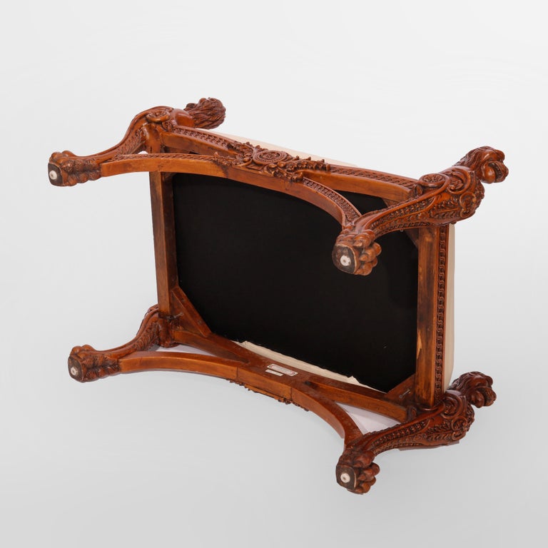 Classical Empire Figural Carved Mahogany and Upholstered Throne Bench ...