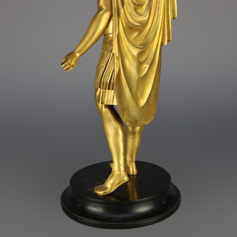 Classical Grand Tour Gilt Bronze Sculpture of Emperor on Marble Plinth ...