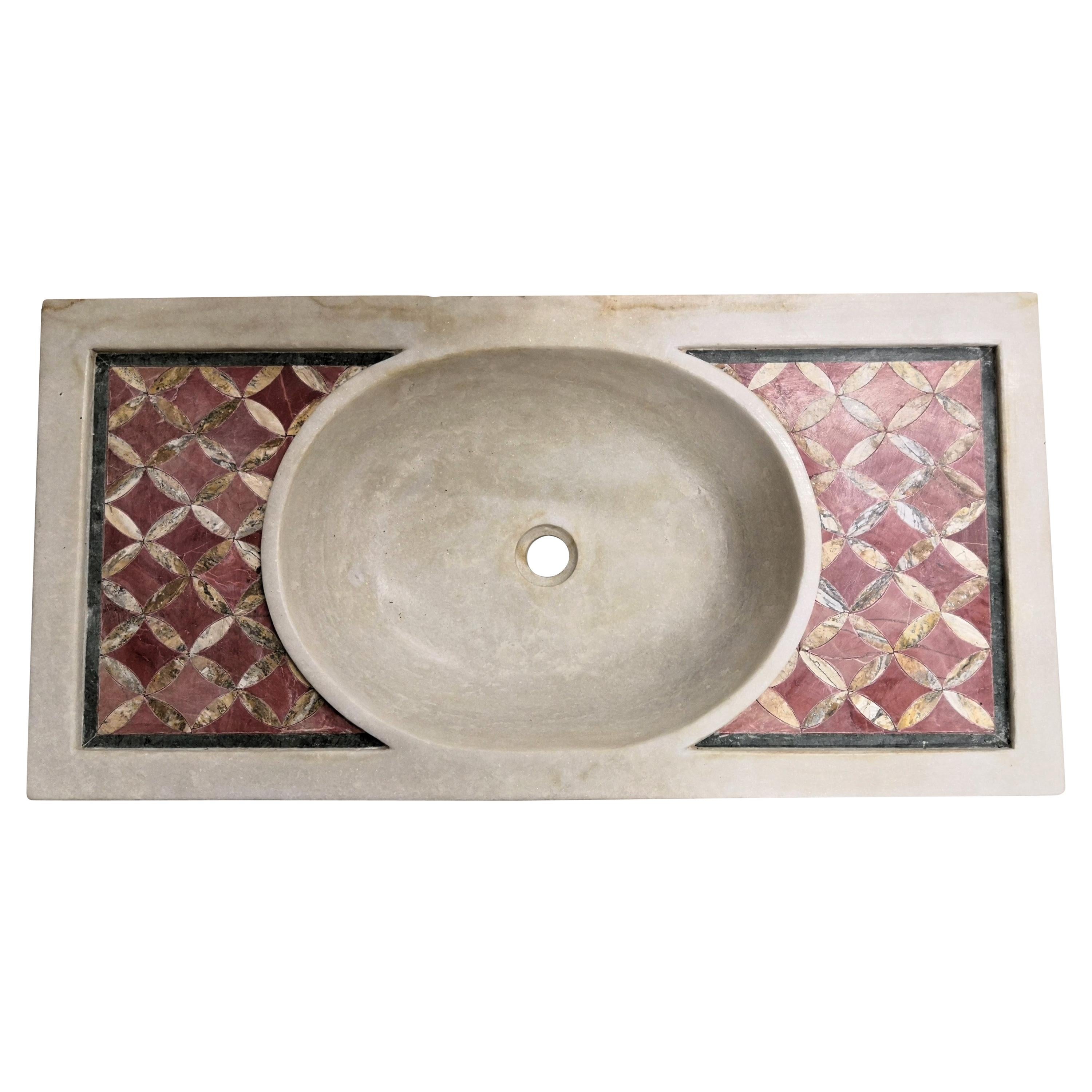 Classical Inlaid Carved Marble Stone Sink Basin at 1stDibs