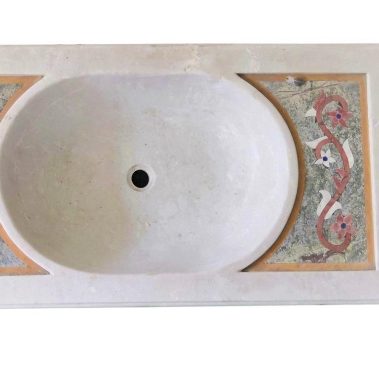 Classical Inlaid Marble Stone Sink Basin at 1stDibs