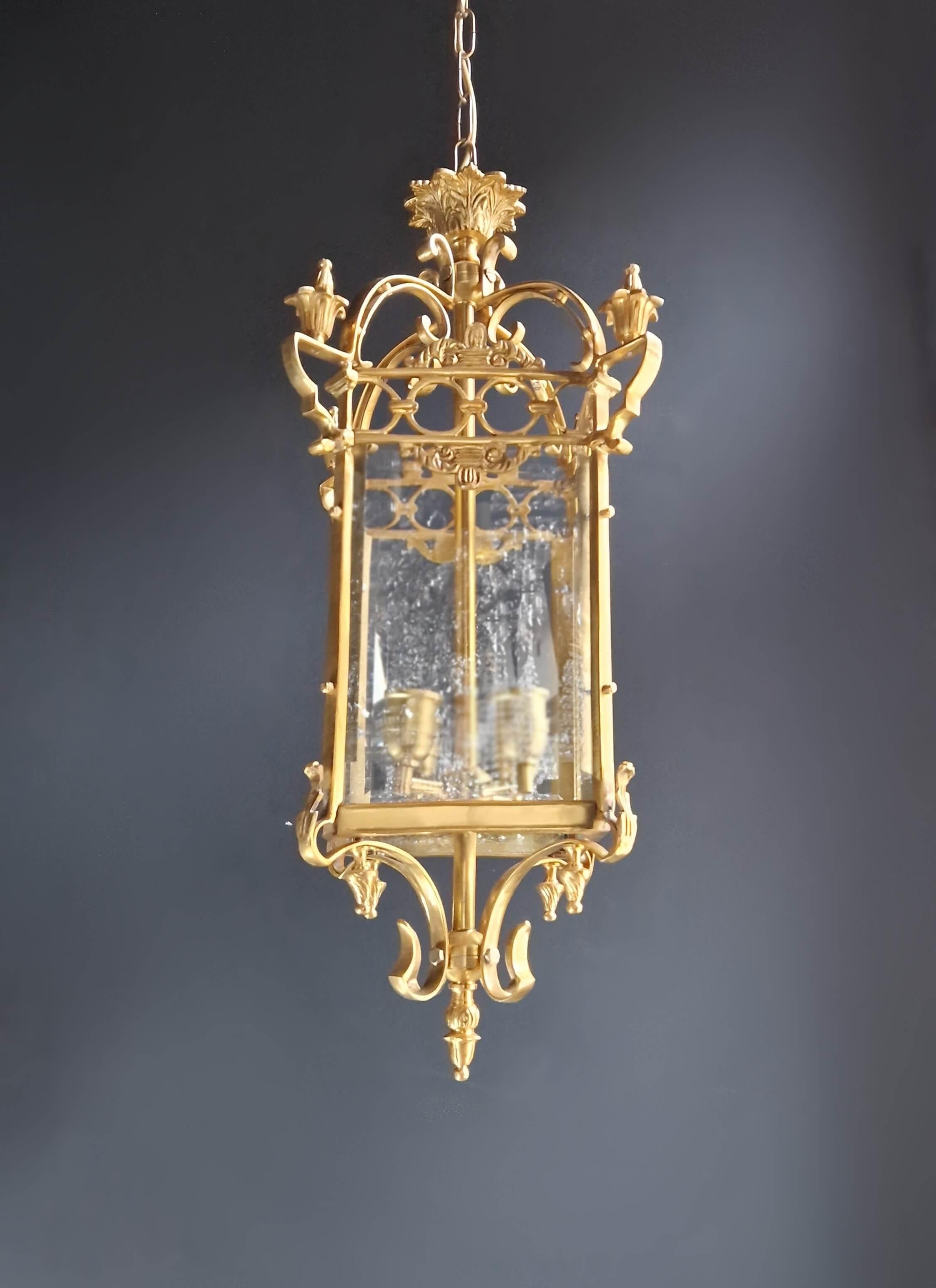 Classical Lantern Brass Glass Gold Pendant Lighting Lanterne For Sale ...