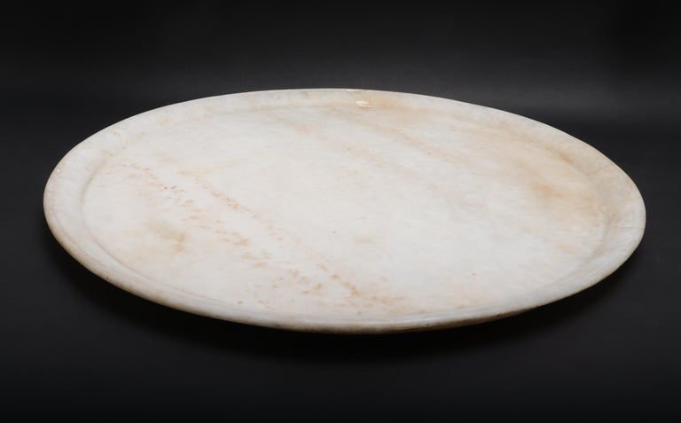 Classical Large Round White Marble Serving Tray at 1stDibs