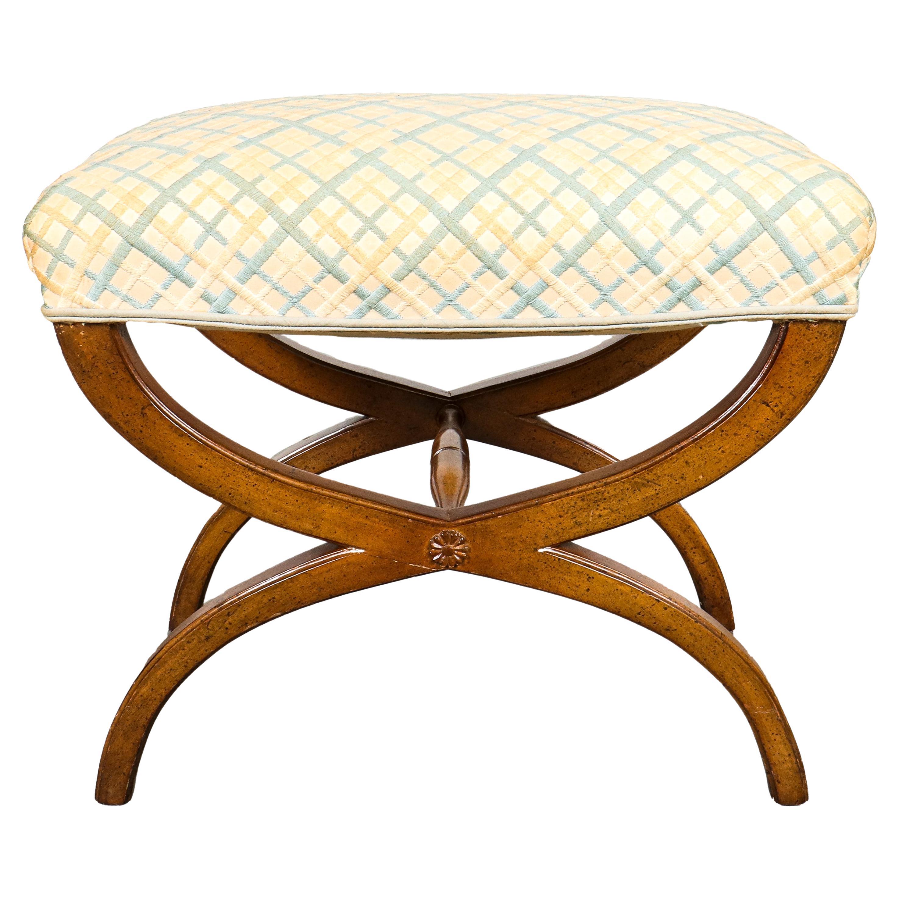 Classical Manner Upholstered Curule Bench For Sale at 1stDibs