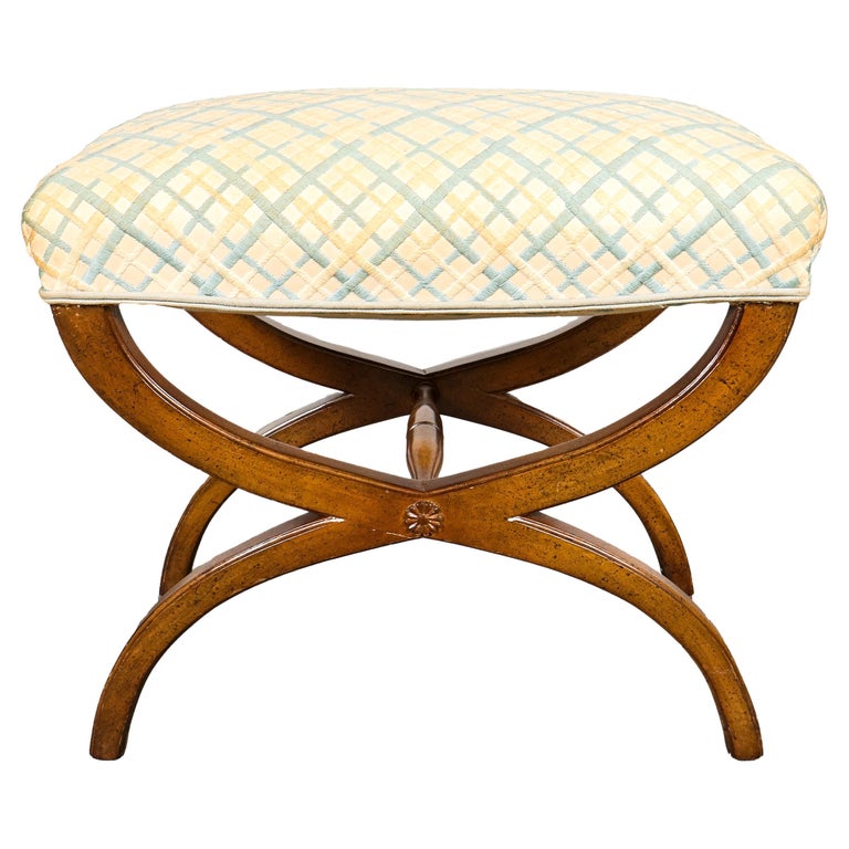 Classical Manner Upholstered Curule Bench at 1stDibs