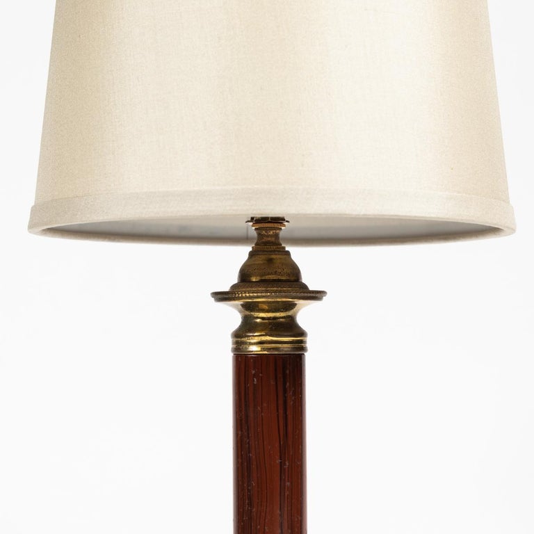 Classical Marble Column and Tole Lamp Base with Custom Shade For Sale ...