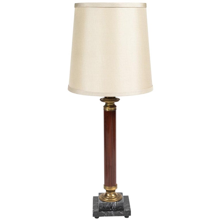 Classical Marble Column and Tole Lamp Base with Custom Shade For Sale ...