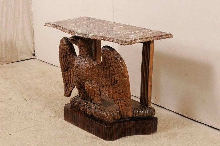 Classical Period American Carved Eagle Console Table w/ Marble Top ...