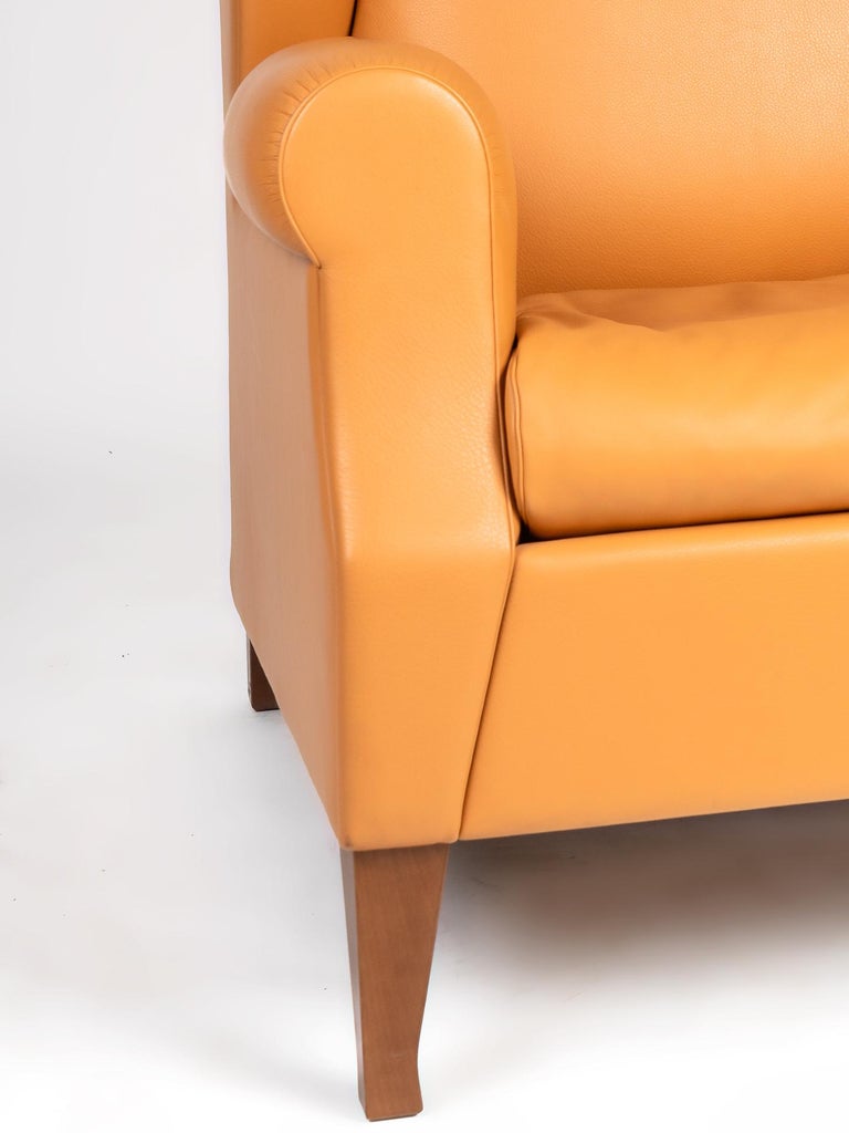 Classical Poltrona Frau Leather Wingback Chair with Matching Ottoman ...