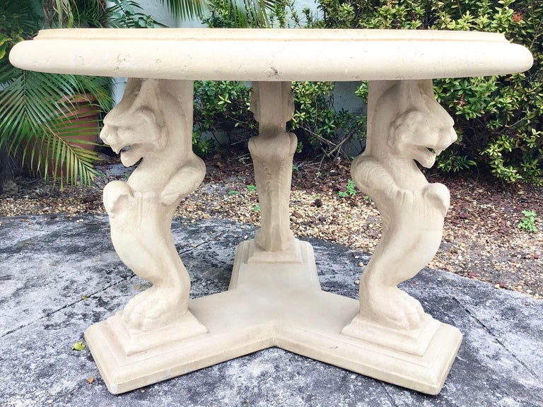 Classical Stone Round Patio Table on a Pedestal For Sale at 1stDibs
