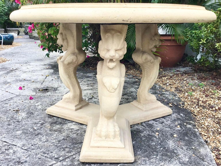 Classical Stone Round Patio Table on a Pedestal For Sale at 1stDibs