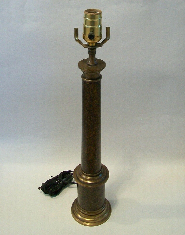Classical Style Bronze Tapered Column Lamp, Granite Finish, USA, 20th ...