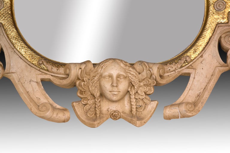Classical style mirror. Marble dust mix. 20th century. For Sale at 1stDibs