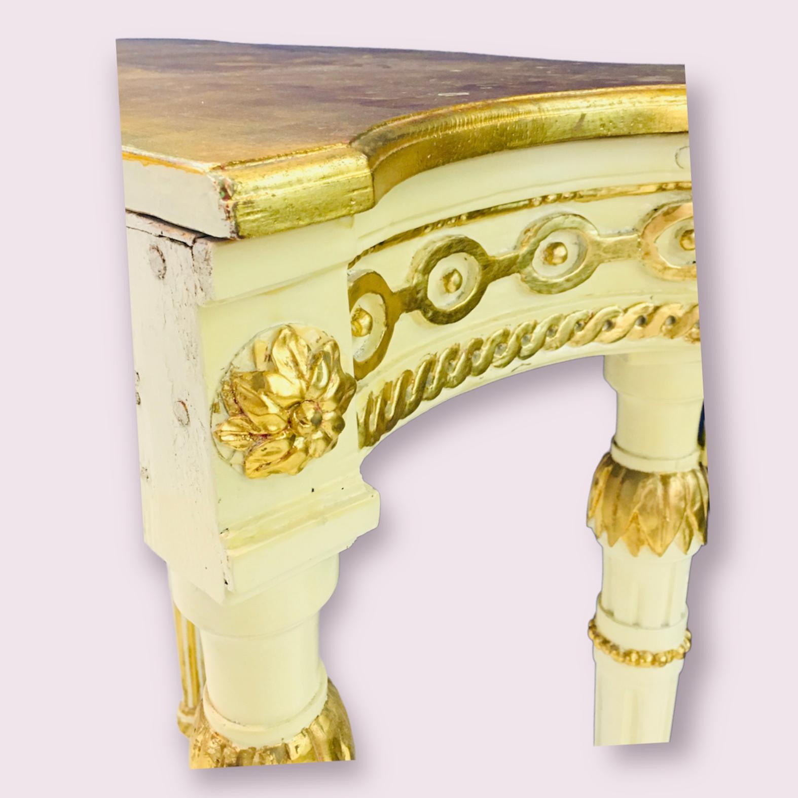 Classicist Console Table with Gilded Lion Heads For Sale at 1stDibs