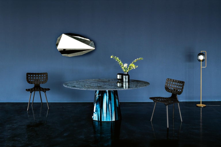 ClassiCon Pli Table in Black with Crystal Glass Top by Victoria ...