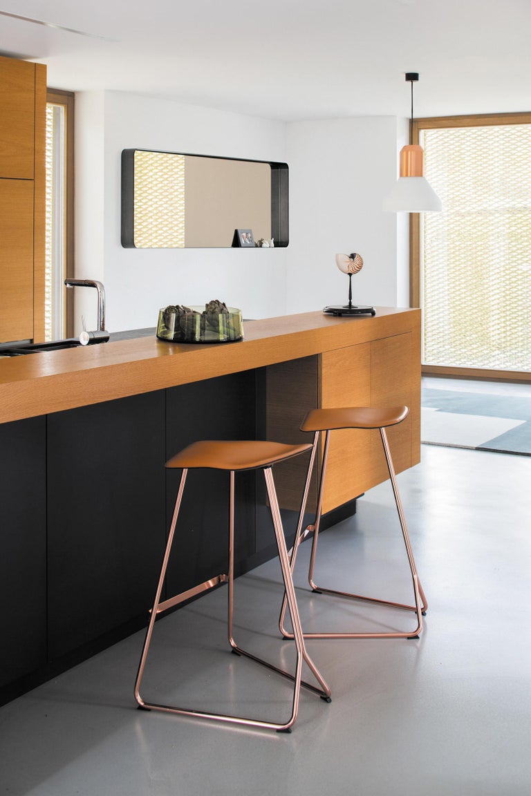 ClassiCon Triton Bar Stool in Copper Plated and Leather Seat by Clemens ...