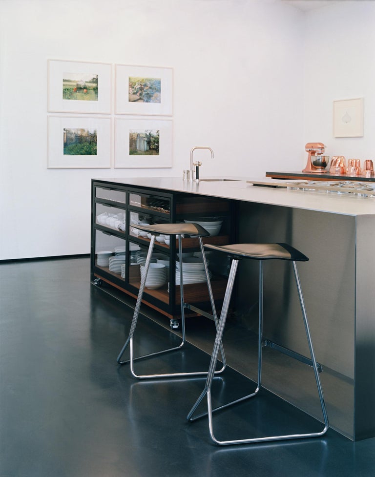 ClassiCon Triton Bar Stool in Copper Plated and Leather Seat by Clemens ...