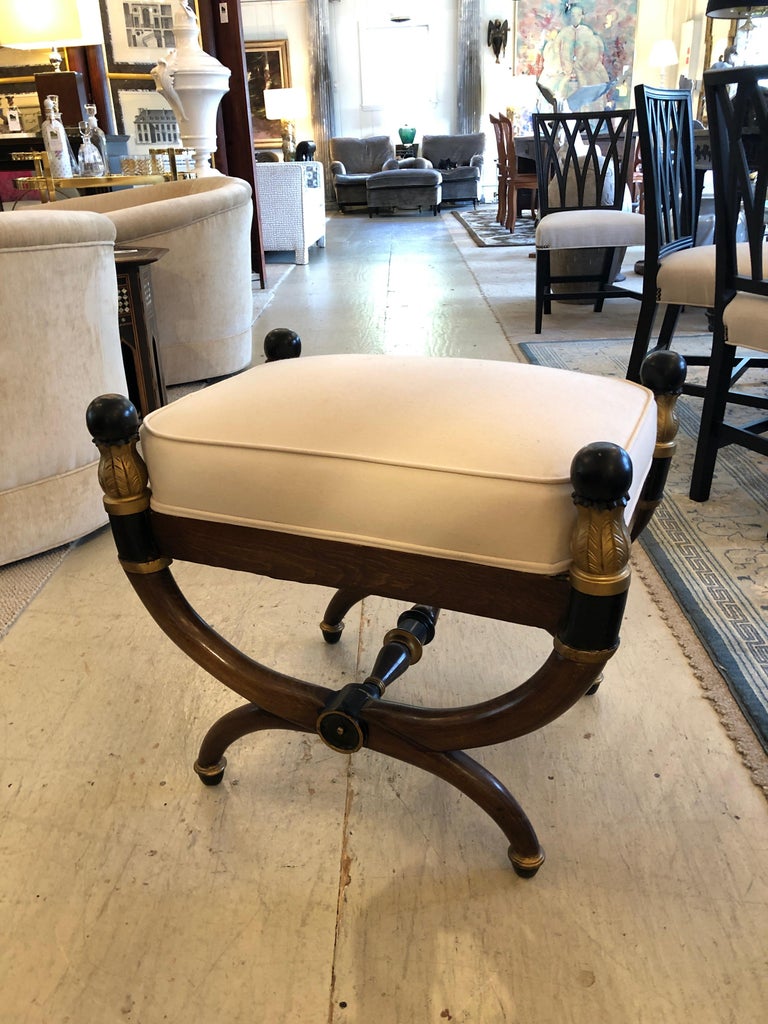 Classy French Empire Mahogany and Ebonized Bench Ottoman with New ...