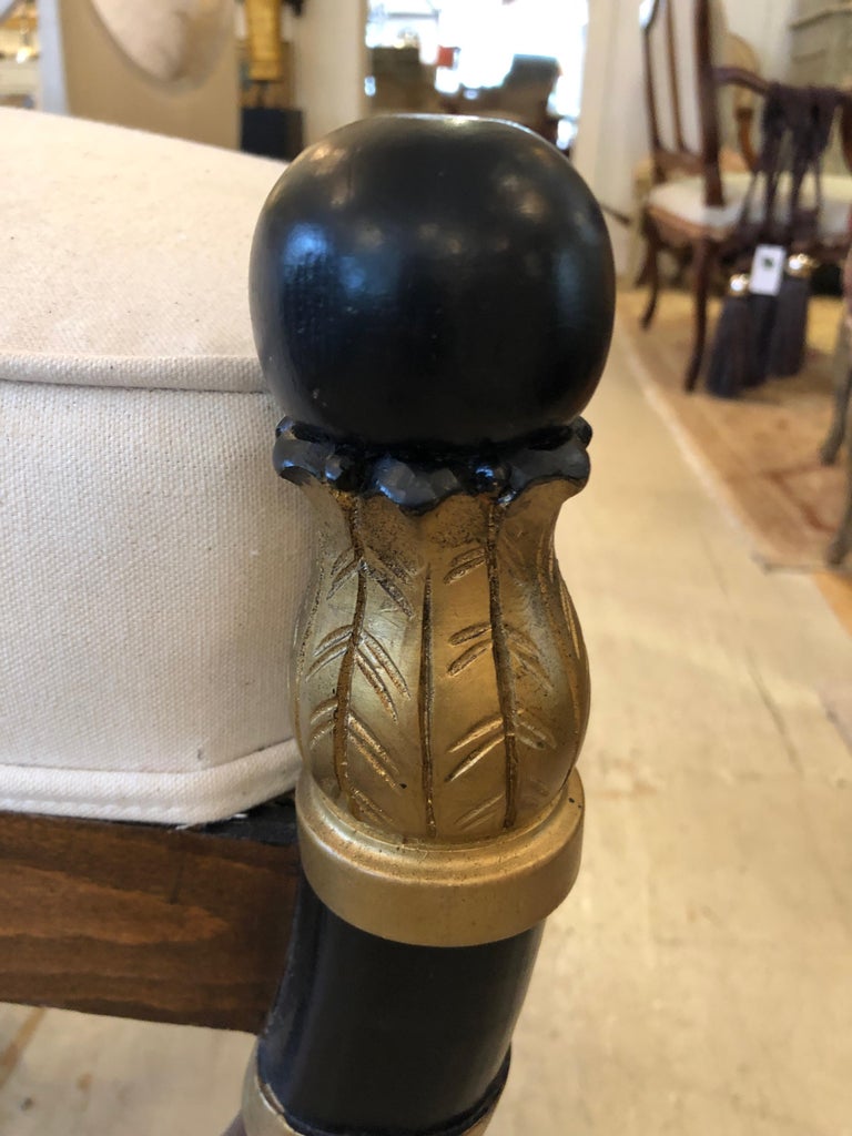 Classy French Empire Mahogany and Ebonized Bench Ottoman with New ...