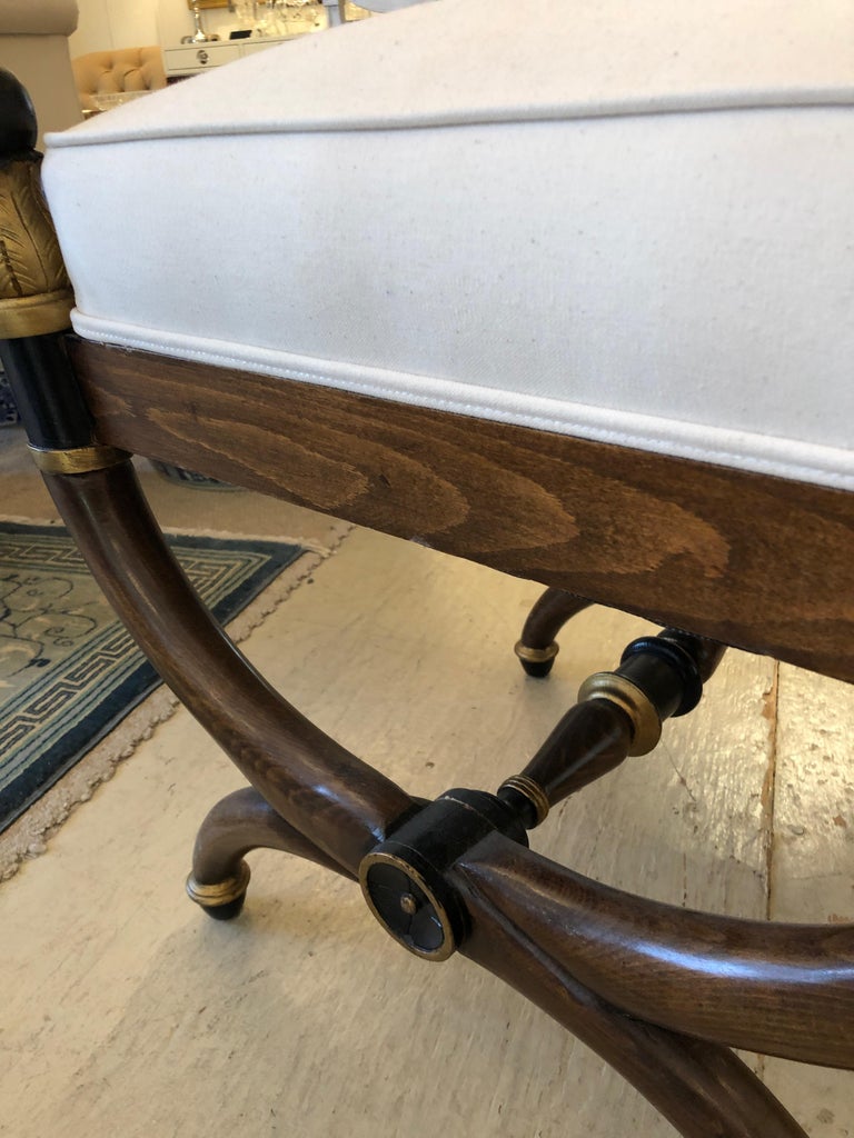 Classy French Empire Mahogany and Ebonized Bench Ottoman with New ...