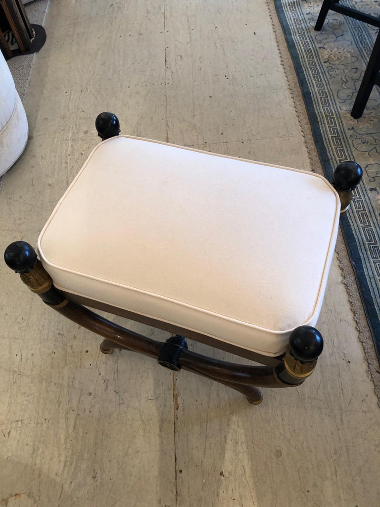 Classy French Empire Mahogany and Ebonized Bench Ottoman with New ...