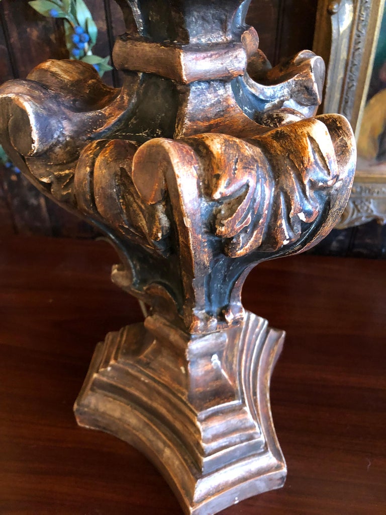 Classy Pair of Carved Painted Wood Finial Style Table Lamps For Sale at ...