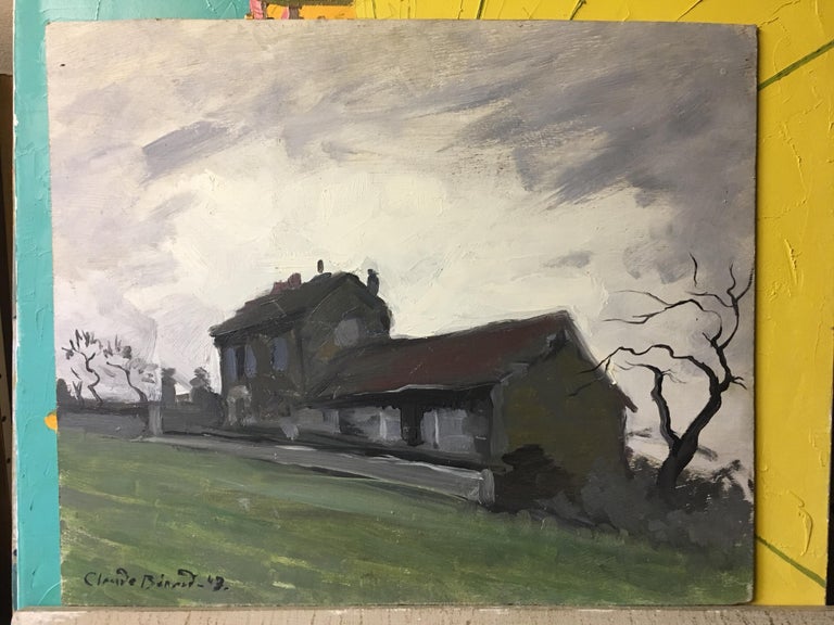 Claude Benard - Brooding Farmhouse, Impressionist Landscape, Signed Oil ...