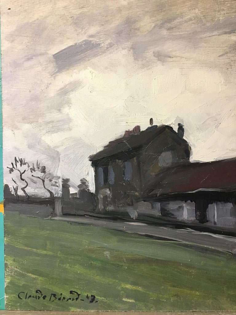 Claude Benard - Brooding Farmhouse, Impressionist Landscape, Signed Oil ...
