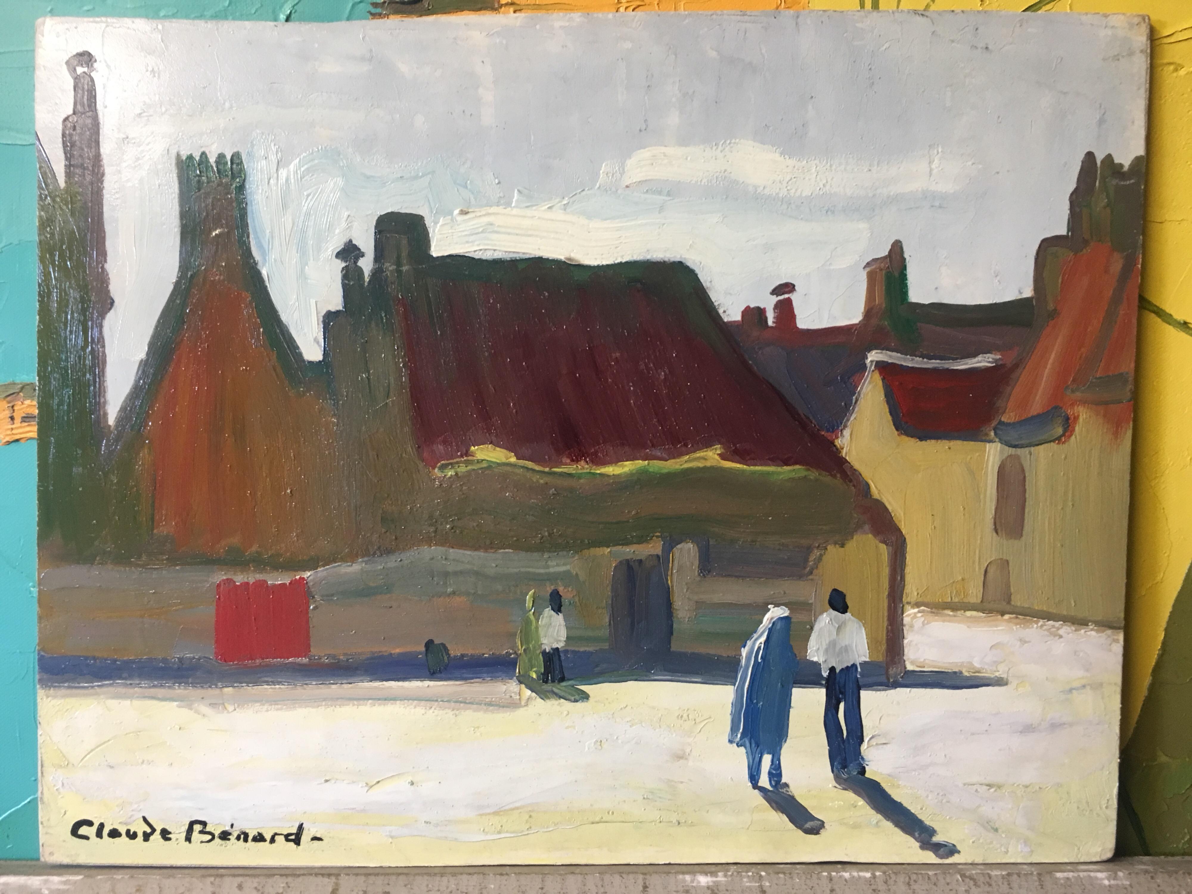 Claude Benard - Impressionist Oil Painting of a Small French Village ...