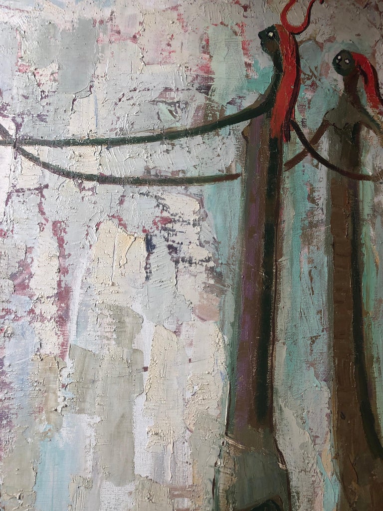 Claude Benard - Ronde, Figurative Surrealist Signed Oil Painting For ...