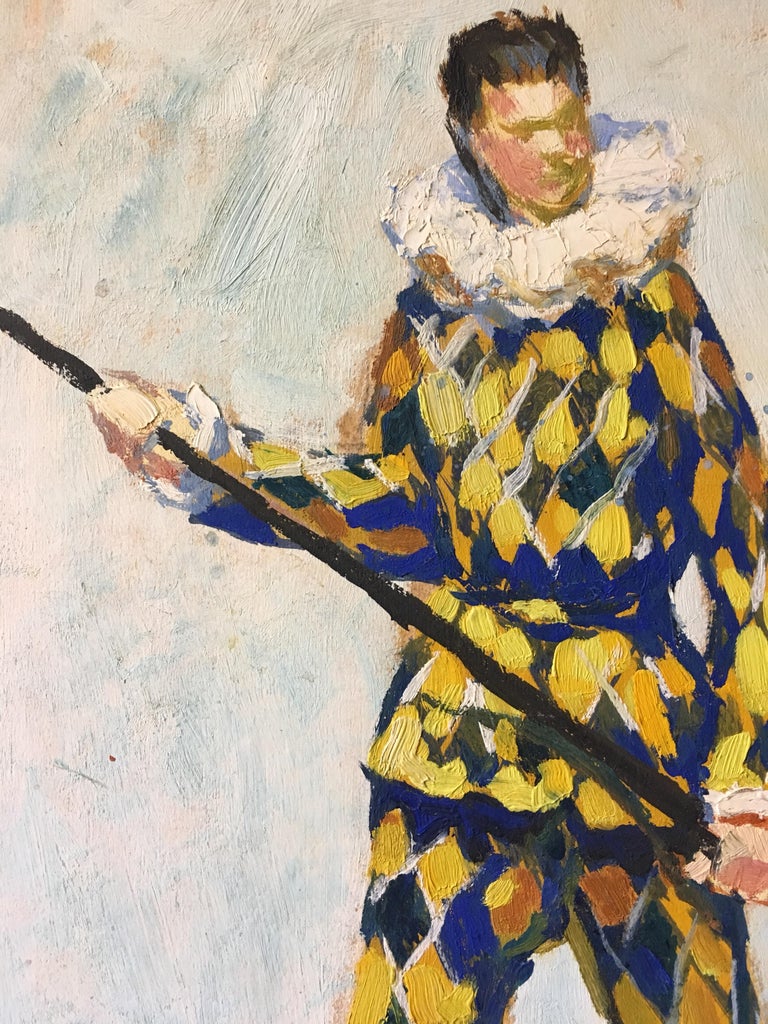 Claude Benard - The Jester, Impressionist Portrait, Signed Oil Painting ...