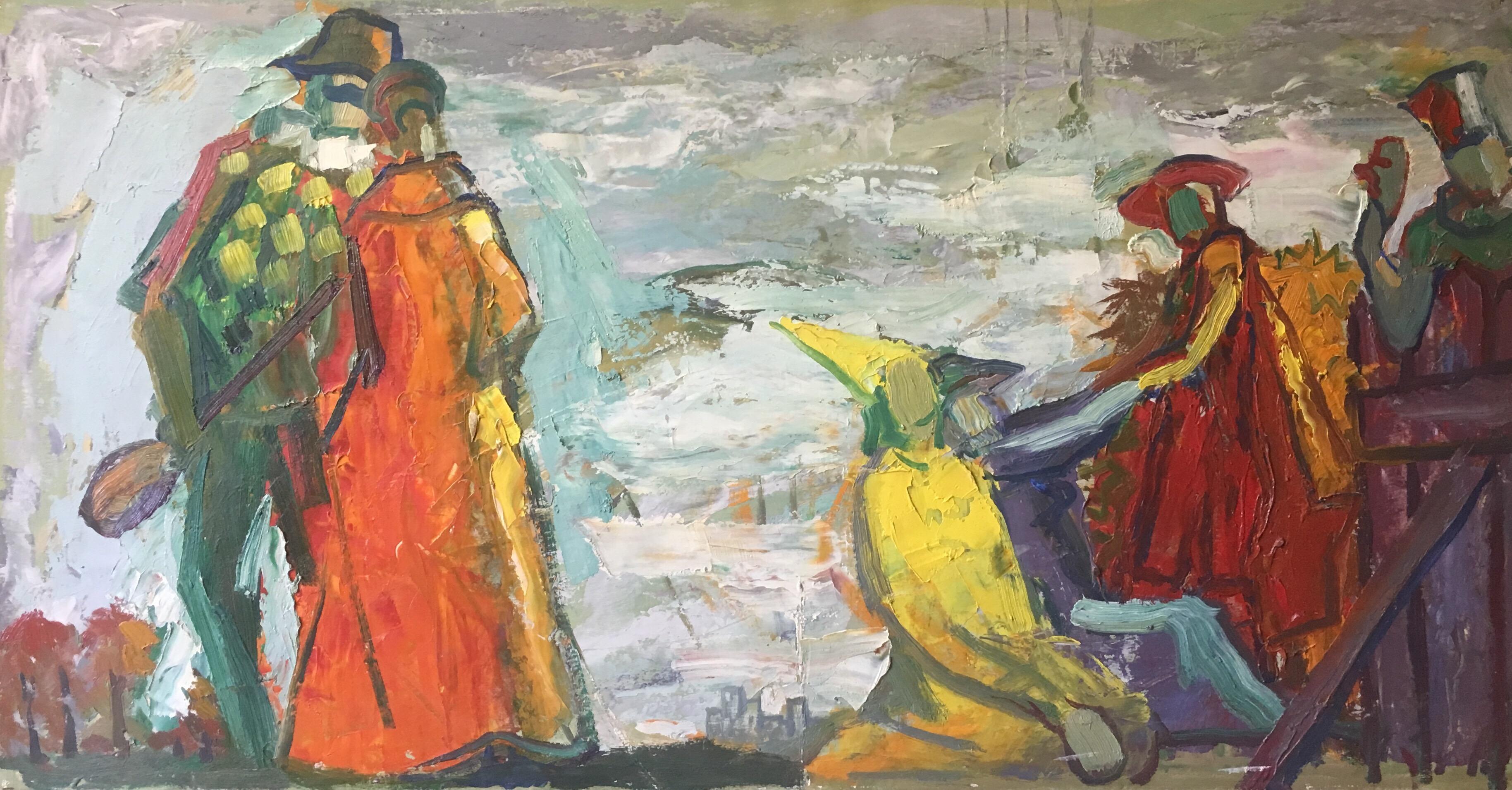 Claude Benard - The Thespians, French Impressionist Oil Painting at ...