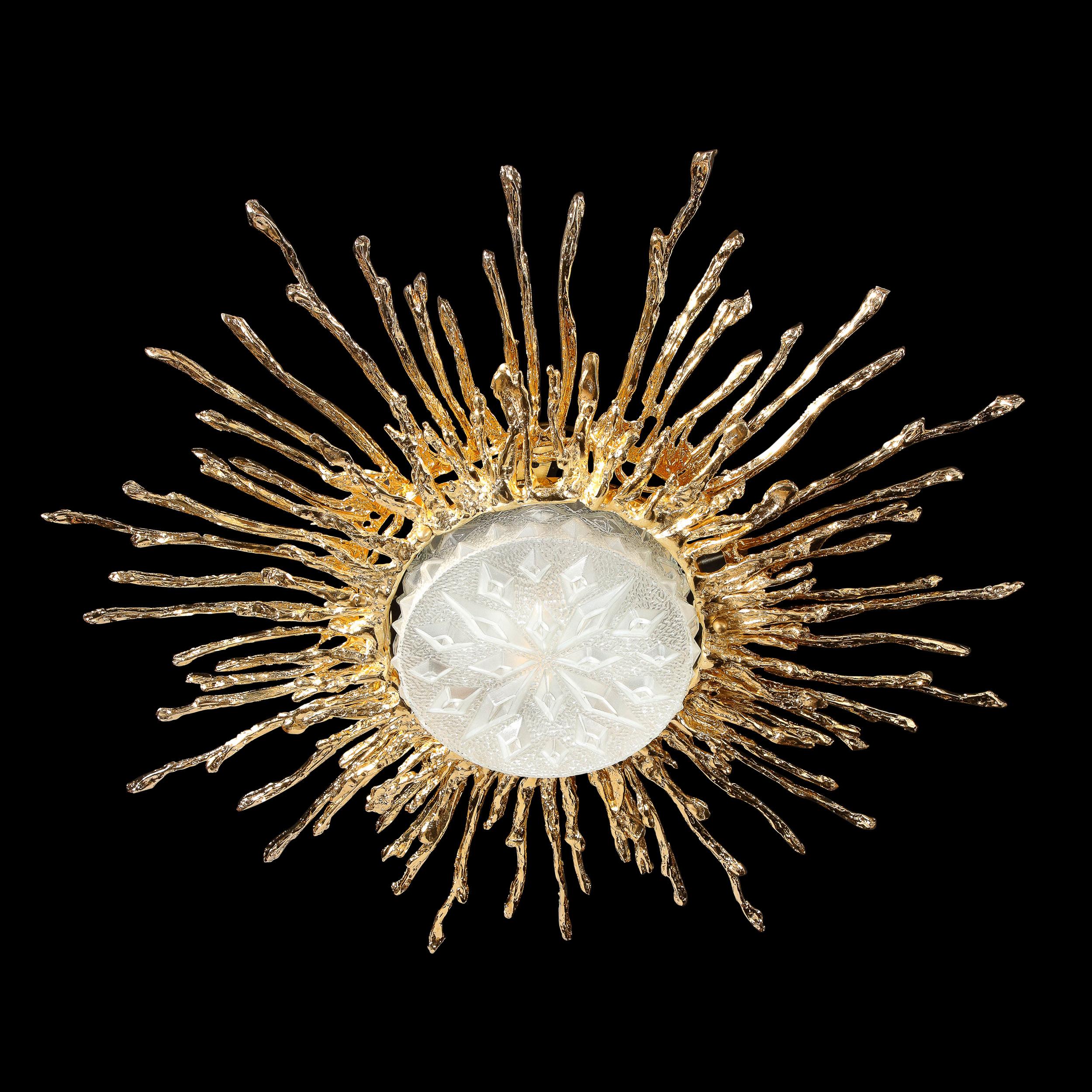 Claude Boeltz Exploded Bronze and 24-Karat Gold Sunburst Flush Mount ...