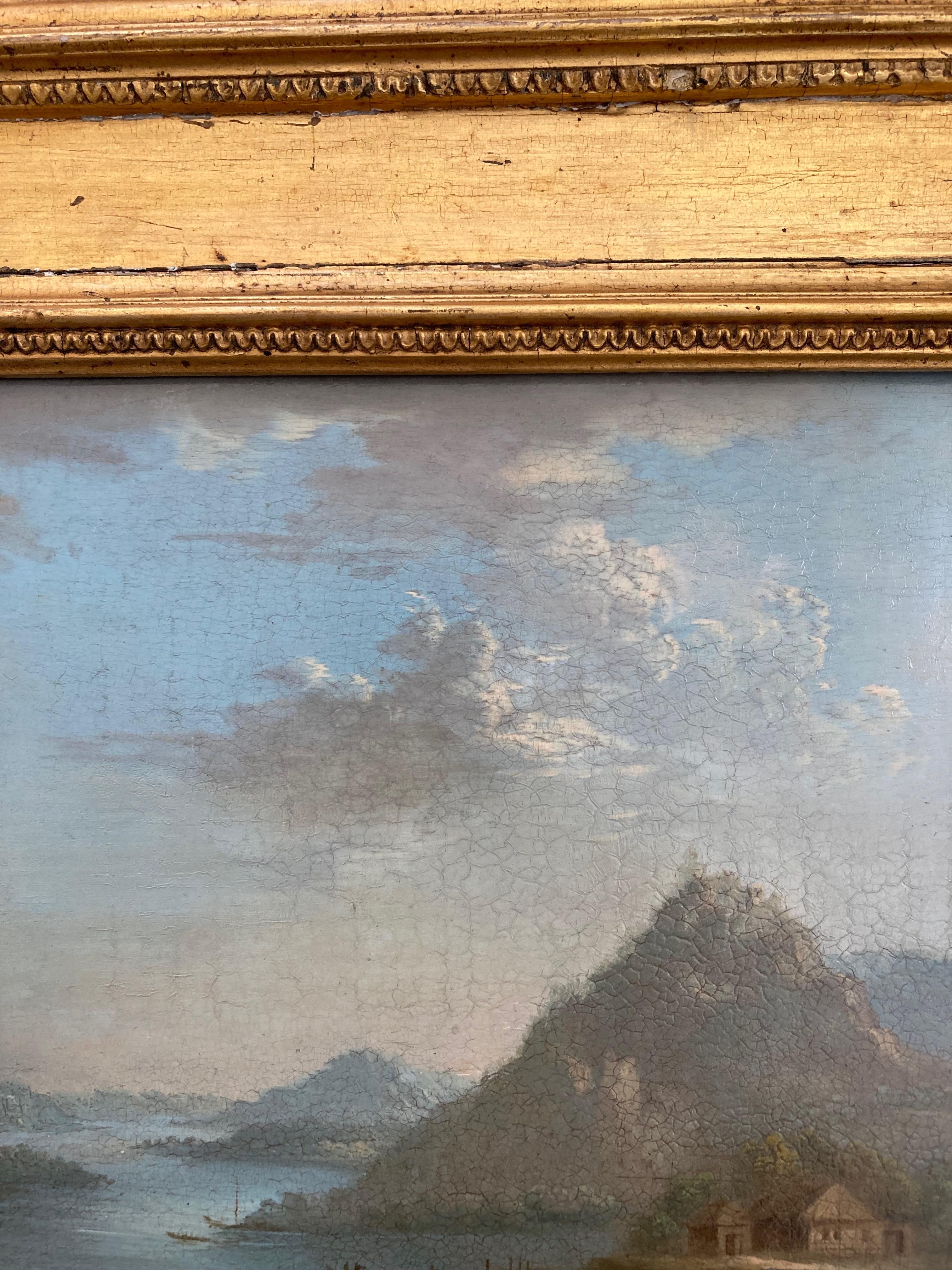 French Arcadian landscape with figures fishing in the mountains at ...