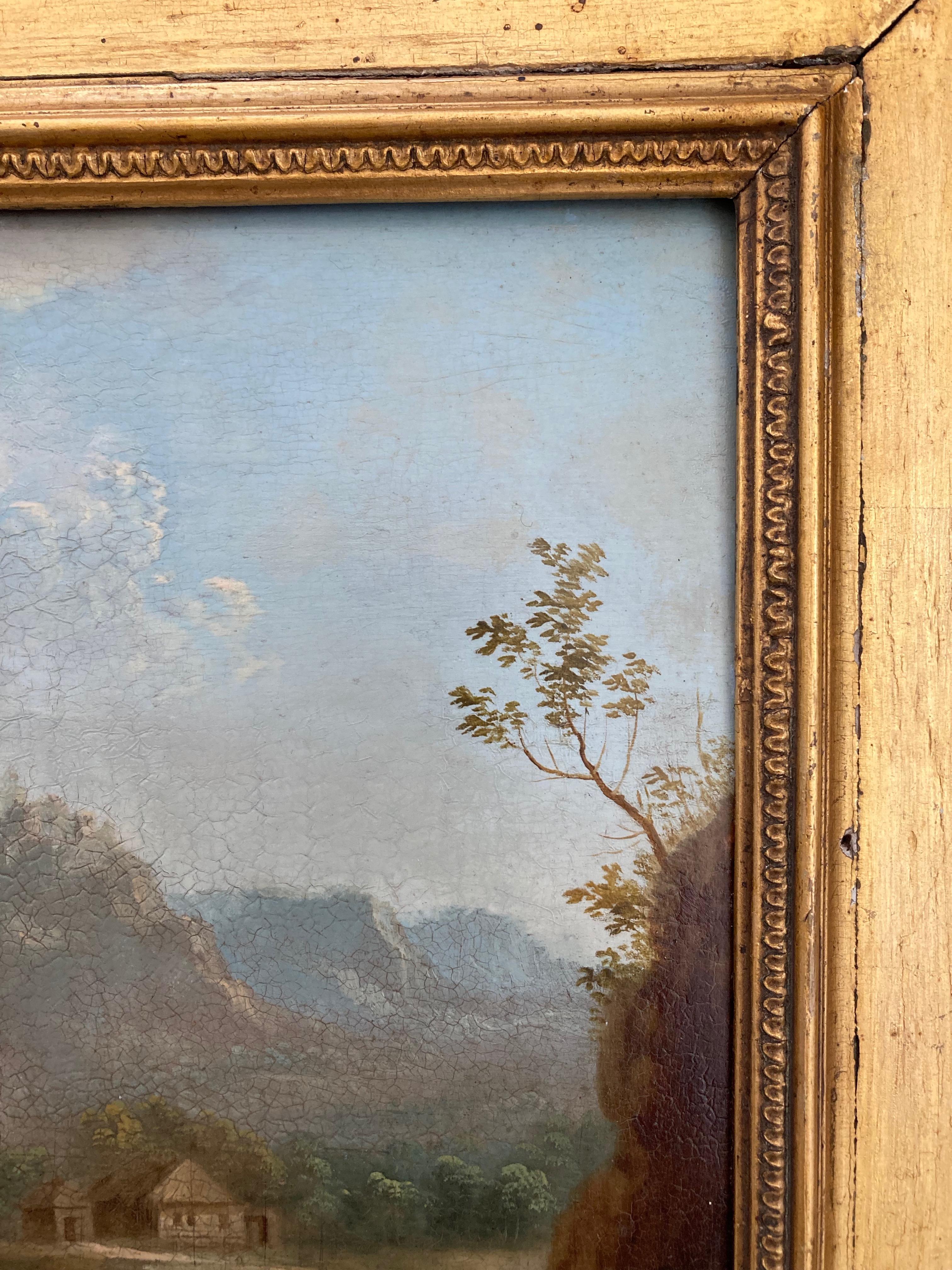 French Arcadian landscape with figures fishing in the mountains at ...