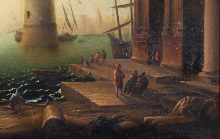 Sunset Harbour Landscape, circa 1700 For Sale at 1stDibs
