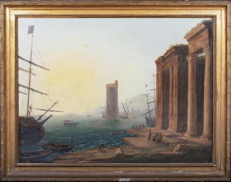 Sunset Port Landscape, circa 1690 School of Claude LORRAIN (1600-1682) Claude For Sale at 1stDibs