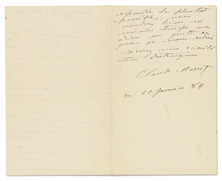 Claude Monet Handwritten and Signed Letter For Sale at 1stDibs