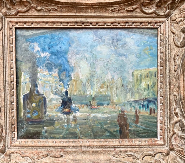 French 19th century Impressionist cityscape painting of a Station ...