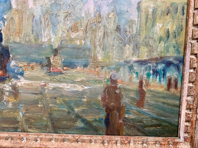 French 19th century Impressionist cityscape painting of a Station ...