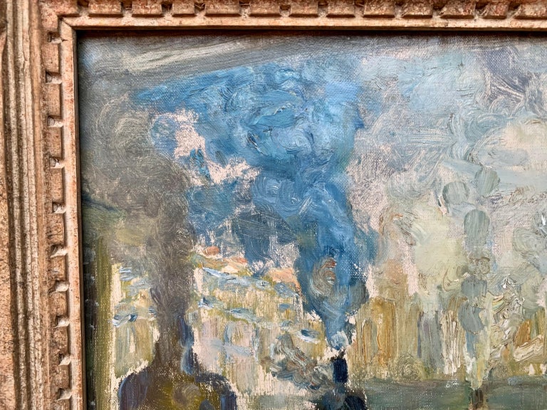 French 19th century Impressionist cityscape painting of a Station ...
