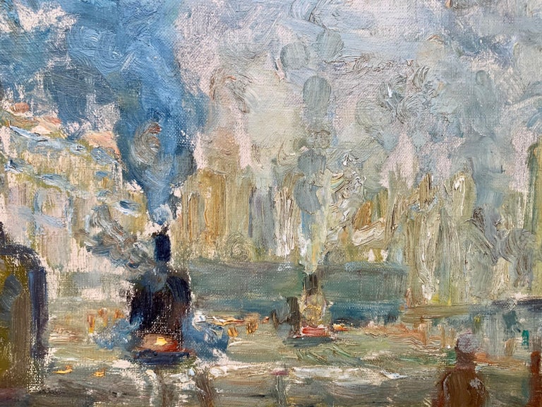 French 19th century Impressionist cityscape painting of a Station ...