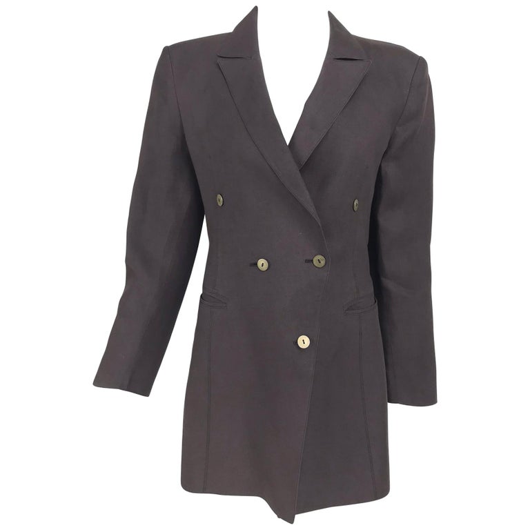 Claude Montana Brown Linen Drape Open Back Jacket 1980s For Sale at 1stDibs