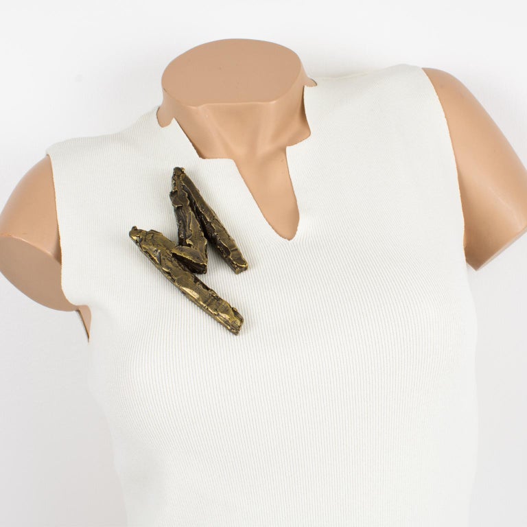 Claude Montana for Claire Deve Oversized Gilded Resin Pin Brooch For ...