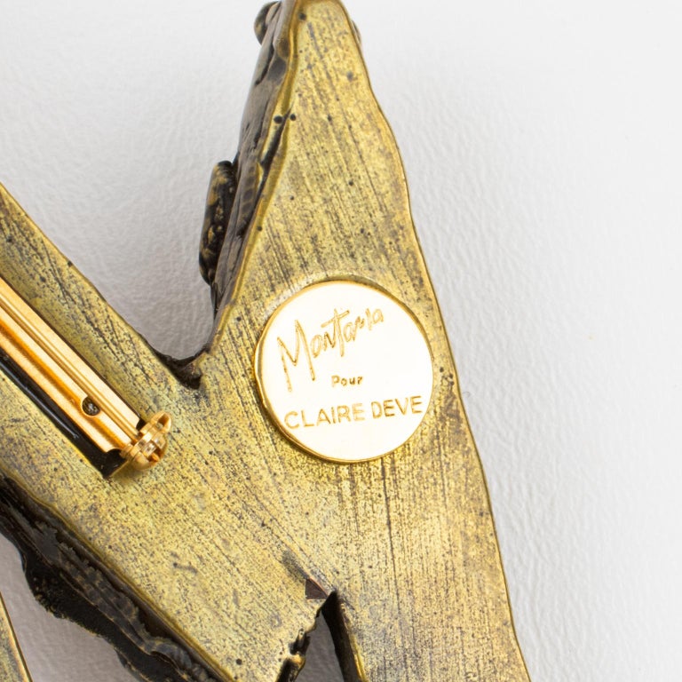 Claude Montana for Claire Deve Oversized Gilded Resin Pin Brooch For ...
