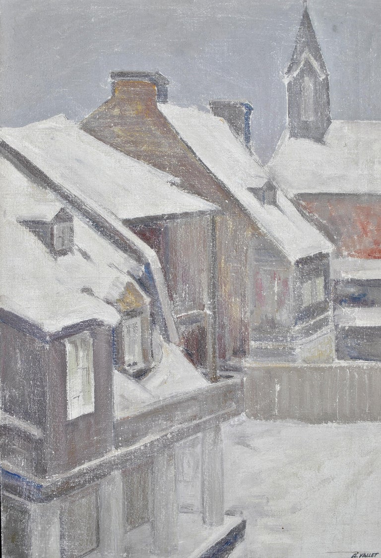 Claude Vallet - Snow Covered Roofs - Mid 20th Century French ...